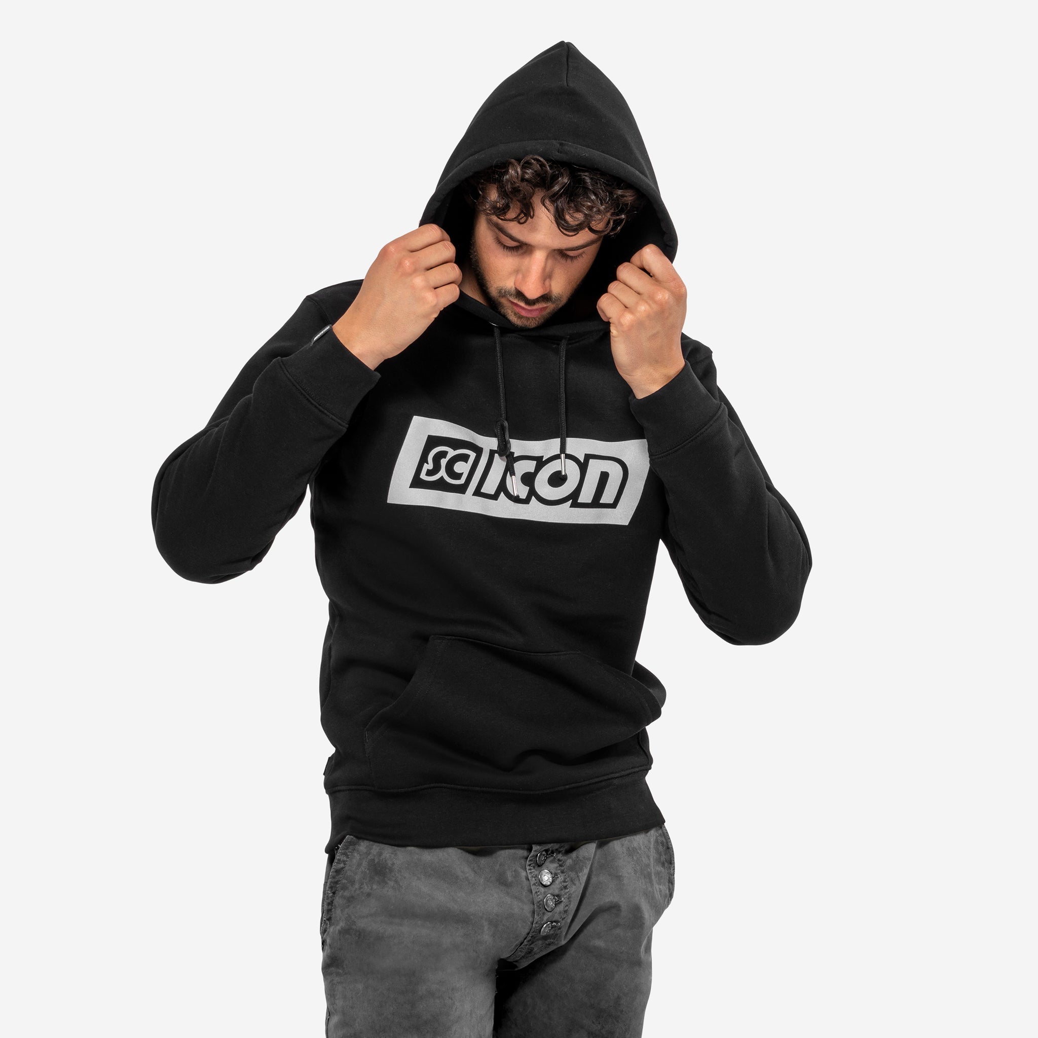Black Reflective Boxed Logo Hoodie | Scicon Sports