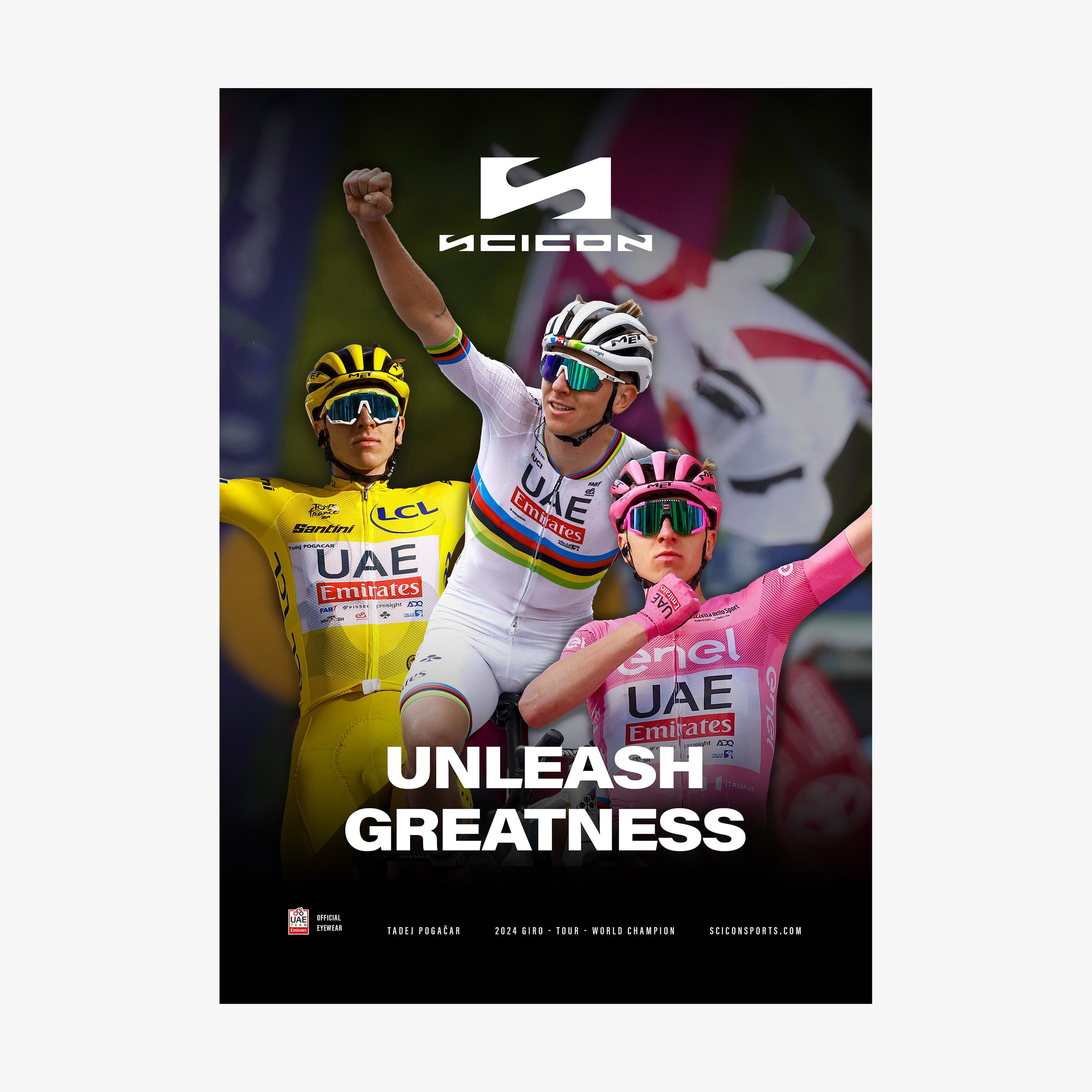 Fabric poster Tadej Pogacar Triple Crown-24 | Scicon Sports